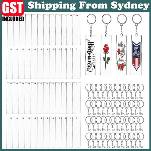 144 PCS Rectangle Acrylic Key Chain Blank Clear Keyring KeyChain ...