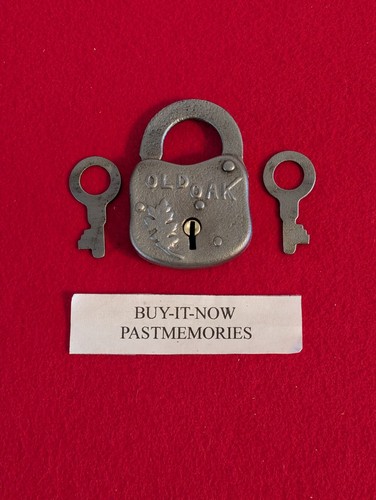 "OLD OAK" 3 LEVER STEEL STORY PADLOCK w/2 KEYS, OLD VINTAGE LOCK ...