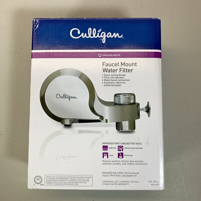 NIB CULLIGAN Faucet Mount Water Filter FM-R Chrome Mount & Adapter Kit ...