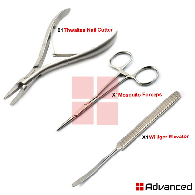 3Pcs Podiatry Nail Surgery Kit Thwaites Nail Cutter Toenail Splitting ...