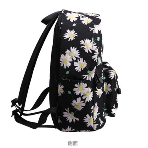 Spring Flowers on Black Large Padded Backpack by RunningTiger NEW ...