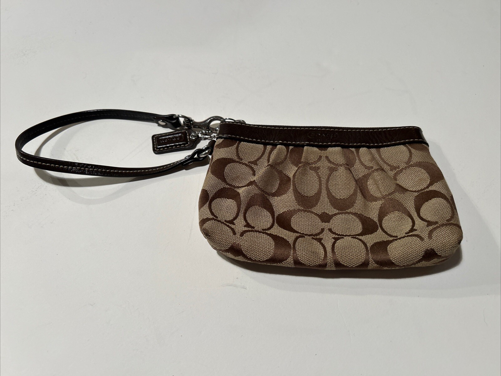 Coach Signature Small Wristlet With Leather Trim. Cle… - Gem