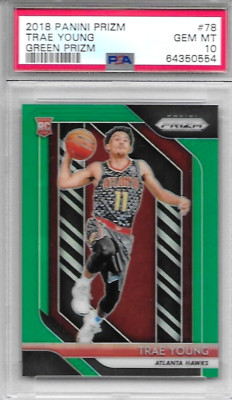 2018-19 PANINI PRIZM TRAE YOUNG GREN PRIZM ROOKIE REFRACTOR PSA 10 SSP ...
