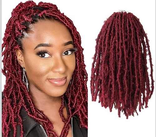 ToyoTress Butterfly Locs Crochet Hair 7Pcs Burgundy Faux Locs Extension ...