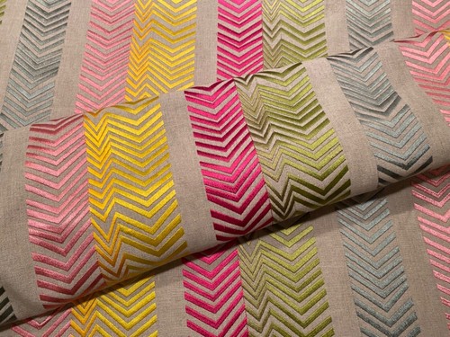 CHRISTOPHER FARR CLOTH Bookend Embroidered Linen Fabric 4 Consecutive ...