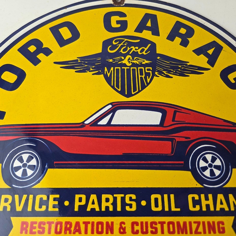 Vintage Ford Motors Sign - Garage Gas Pump Classic Automotive Porcelain ...