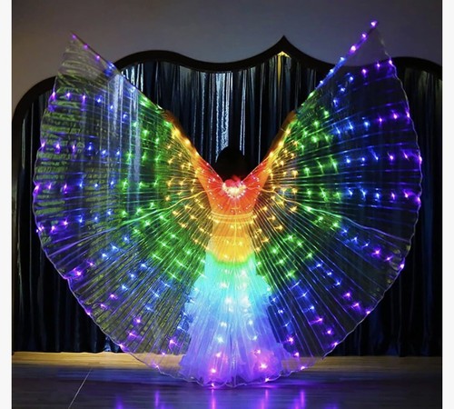 Light Up LED Isis Rainbow Wings Party Festival Rave Belly Dance ...