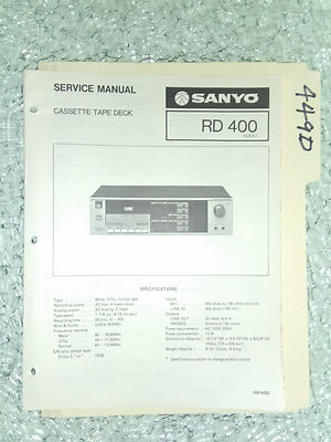 Sanyo rd-400 service manual original repair book stereo tape deck ...
