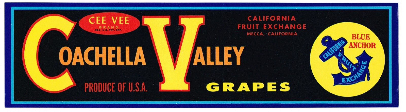 GENUINE CRATE LABEL VINTAGE COACHELLA VALLEY CV BRAND MECCA 1967 FILE ...