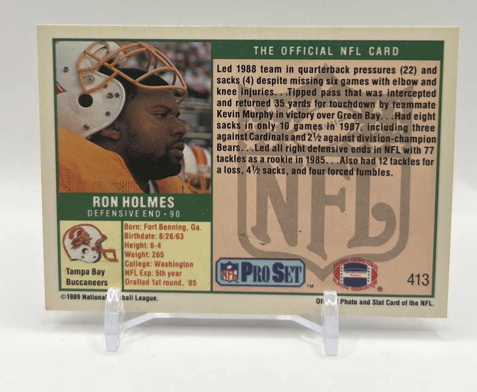 1989 Pro Set Football Card #413 Ron Holmes - Tampa Bay Buccaneers | eBay