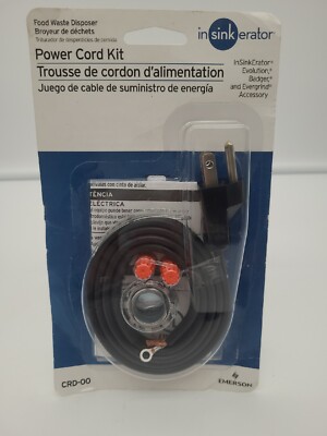 INSINKERATOR EMERSON GARBAGE DISPOSAL POWER CORD KIT CRD-00 BLACK D3-2 ...
