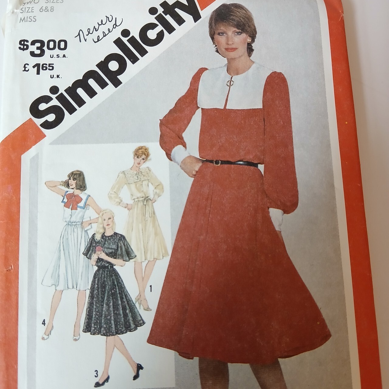 Simplicity 5291 Puritan Collar Variation Dress Pockets Miss 6-8 VTG ...