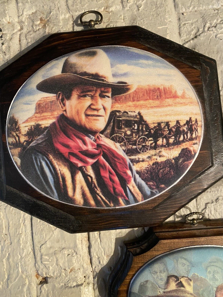1970's John Wayne Raised Art Portraits on Wood Plaques Wall Hangings ...