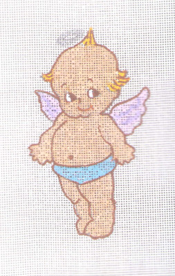 Angel Baby Boy Kewpie Style Was $42 Needlepoint Canvas Hand Painted 16 ...