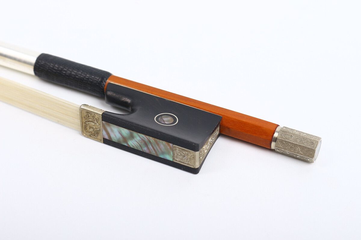 New Advanced Pernambuco Violin Bow 4/4 Professional White Copper Ebony ...