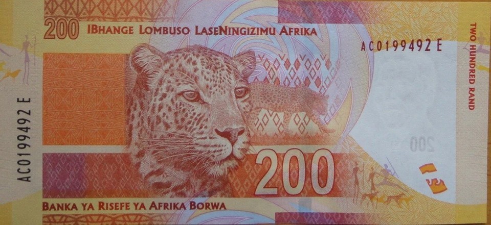 South Africa 200 Rand 2015 African Leopard Banknote UNC Currency Bill ...