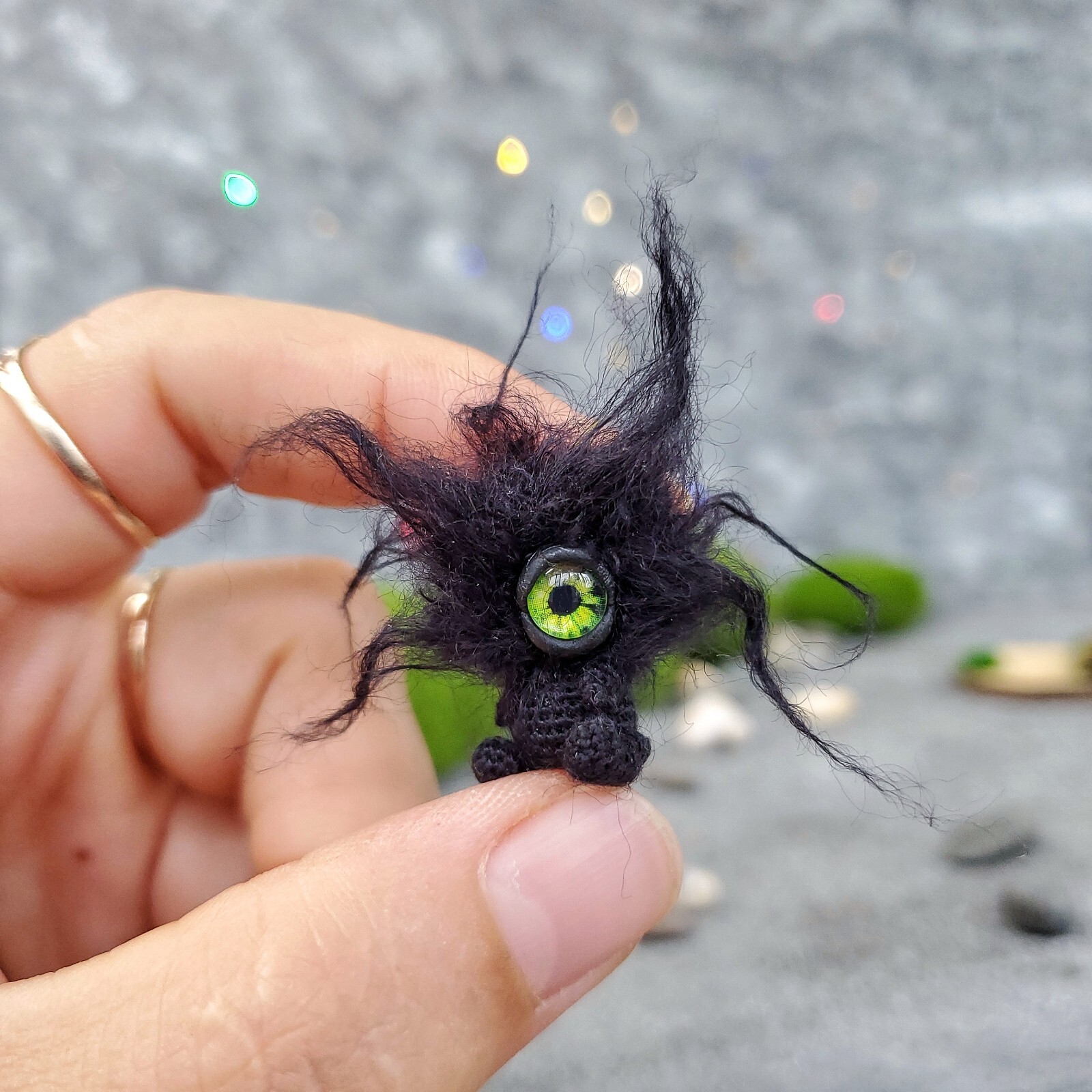 Micro Crochet monster Cyclops. Dollhouse miniature Eyeball Halloween ...