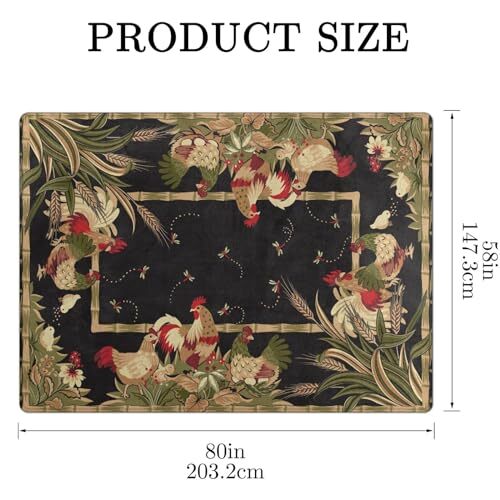 Vintage Rustic Rooster Area Rug 7' x 5' French Country 5' x 7' Country ...