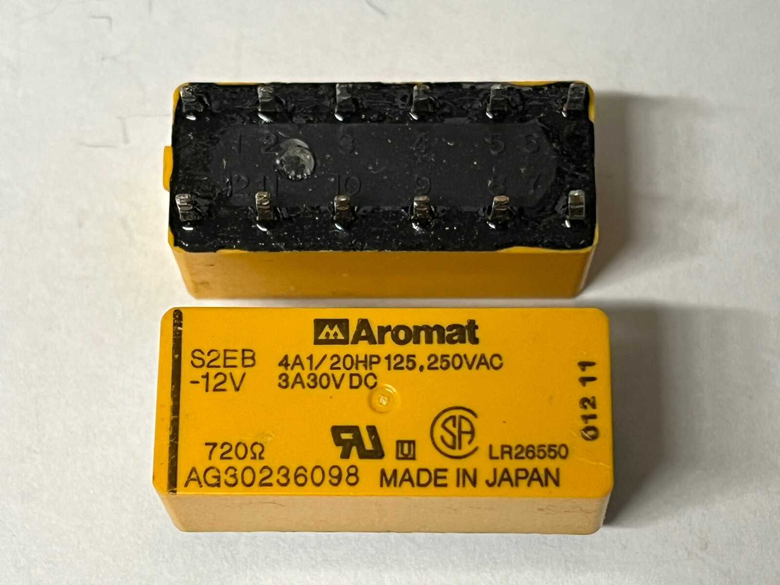 NEW 2 Pcs Lot - Aromat S2EB-12V 4A 1/20HP125.250VAC 3A30VDC Relay USA ...
