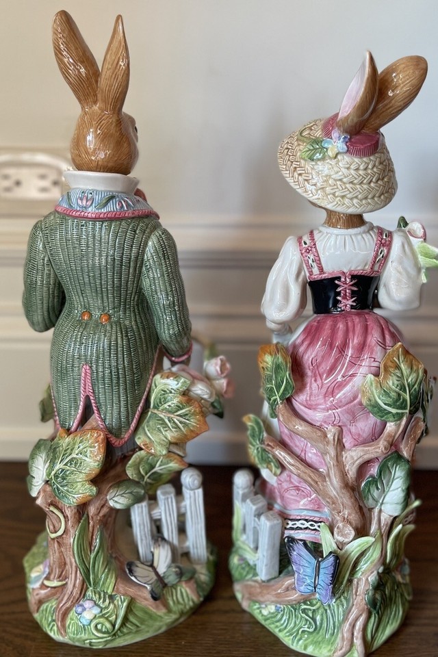 Pair Of Vintage Fitz and Floyd Classic Old World Rabbits Bunny Large ...