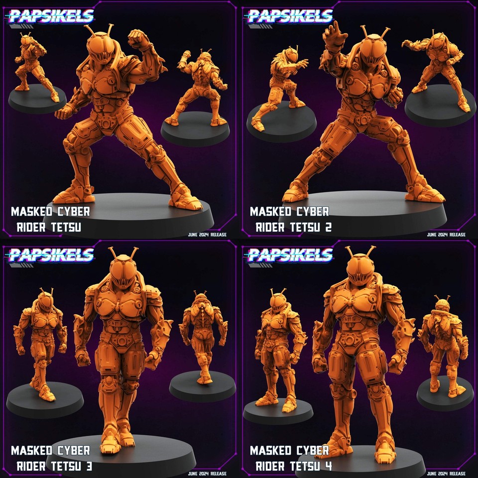 Masked Cyber Rider Tetsu Miniatures | Cyberpunk Sci-Fi Miniature ...