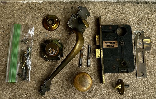 Vintage Brass Cylinder Mortise Vestibule Door Lock Set | eBay