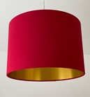 Lampshade Dark Red Textured 100% Linen Brushed Gold Drum Light Shade ...