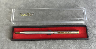 Vintage Day-Timer Ball Point Twist Pen Silvertone & Gold Trim Chrome ...