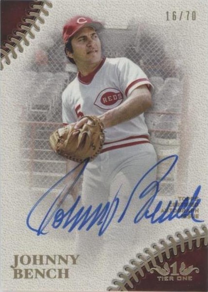 2018 Topps Tier One - Prime Performers Autographs #PPA-JB Johnny Bench ...