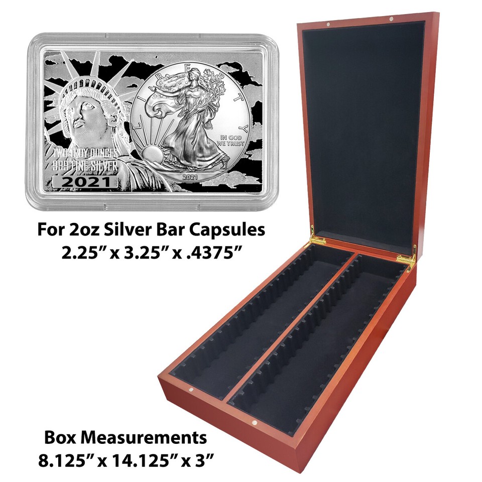 Wood Display Box for 40 Silver 2 oz Coin bars ( slight imperfections ...