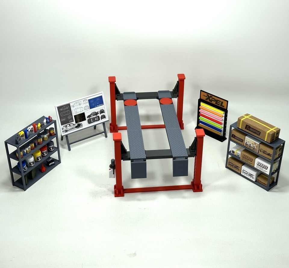 Diorama 1/18 Car Garage Props Model Workshop Repair Tool Scene Model ...