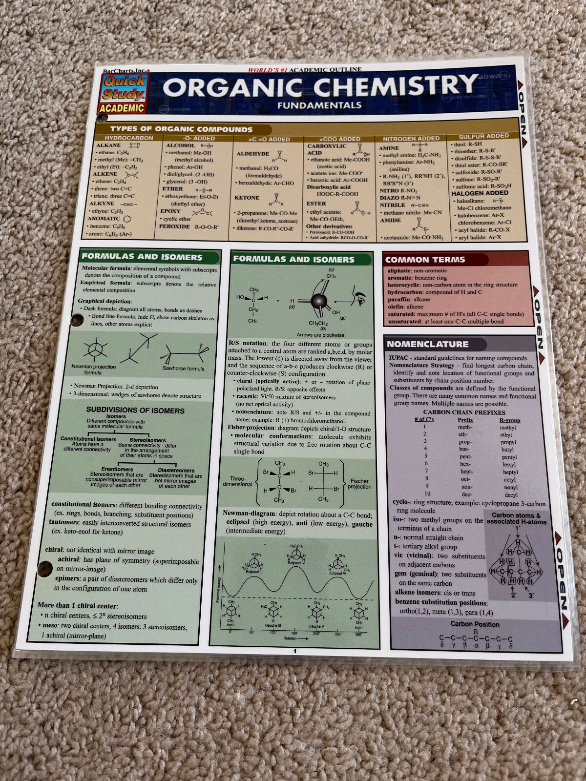 *YOU CHOOSE* Bar Charts Quick Study Laminated Guides, Physics Anatomy ...
