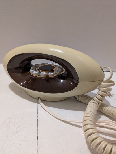 Vintage ATC Genie Telephone MCM Push Button TEIF 8300 Phone Brown Beige ...
