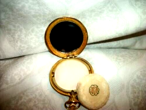 MAX FACTOR POWDER COMPACT POCKET WATCH FILIGREE FULL NOT USED MID ...