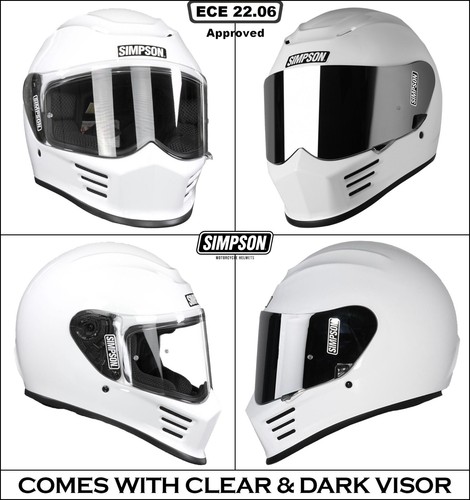 SIMPSON SPEED FULL FACE GLOSS WHITE FULL FACE MOTORCYCLE HELMET FREE ...