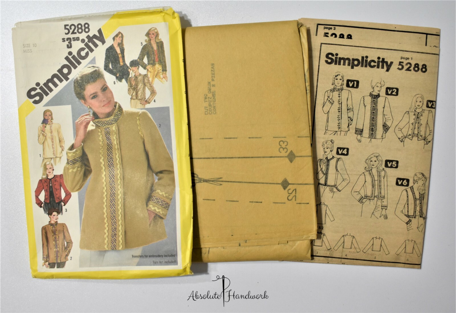 80's Simplicity 5288 Women's Lined JACKETS w/ Embroidery Sewing Pattern ...