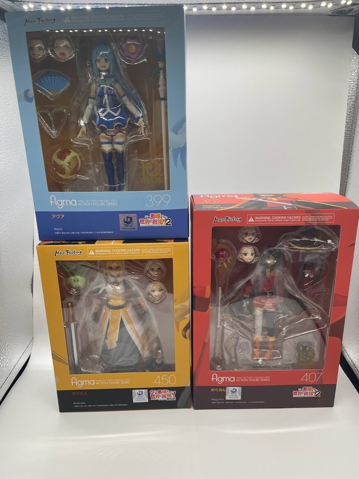 Konosuba Figma Aqua, Megumin, Darkness, Figure Set of 3 (#399 #407 #450 ...