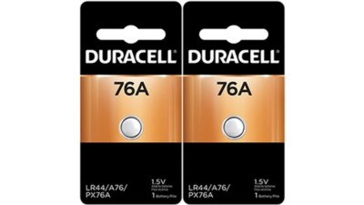 2 x 76A Duracell 1.5V Alkaline Button Batteries (LR44, A76, EPX76 ...