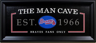 Atlanta Braves Man Cave Sign Framed Embroidered Team Emblem 2002 | eBay