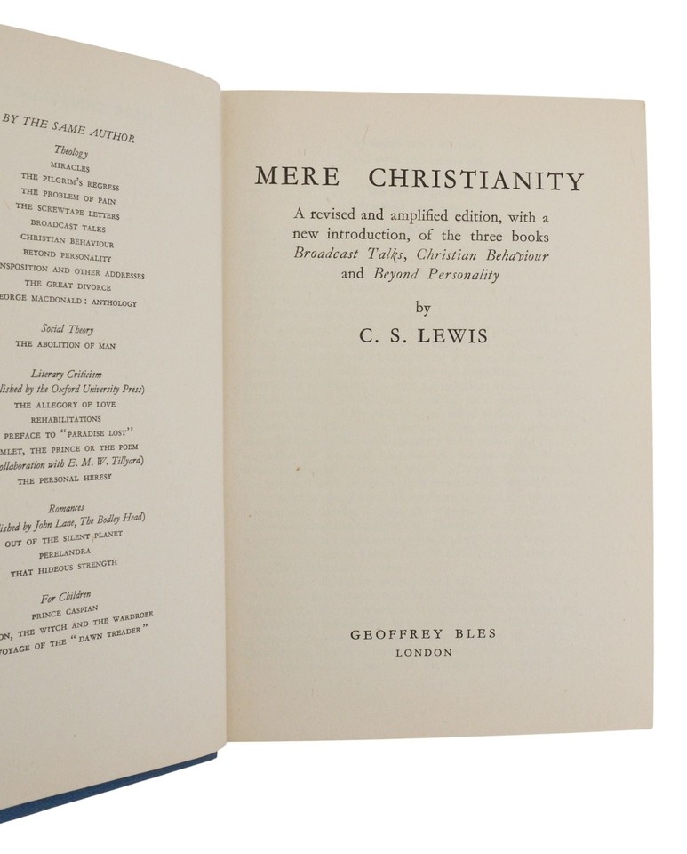 Mere Christianity ~ by C.S. LEWIS ~ First Edition ~ 1st Printing ~ 1952 ...