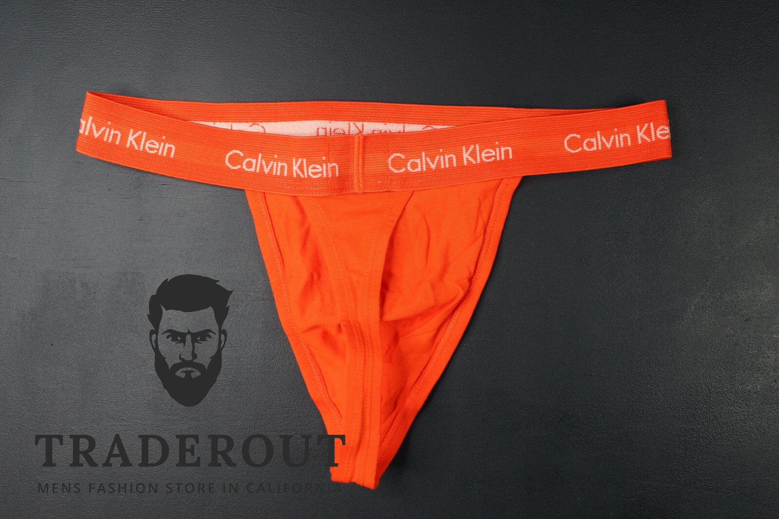 Calvin Klein CK mens bright orange cotton stretch thong underwear S M L ...