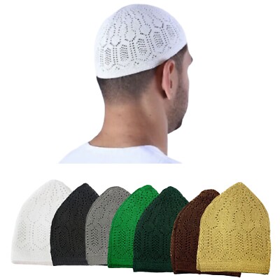 New Islamic Cotton Prayer Hat Mens Skull Cap Topi Kufi Male Turkish ...