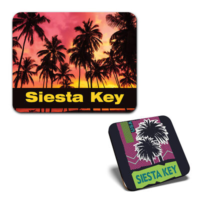 1 Mouse Mat & 1 Square Coaster Siesta Key USA Palm Vacation #59258 ...