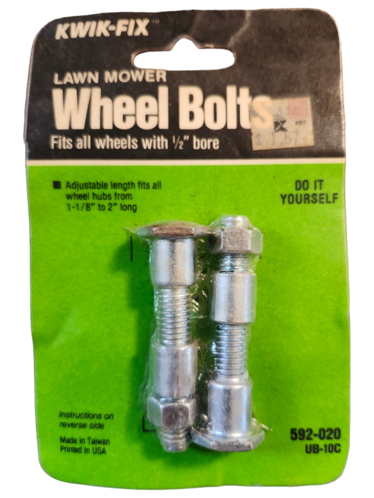 NOS SEALED Kwik-fix UB-10C Lawn Mower Wheel Bolts 1 1/8" to 2" (2 PACK ...