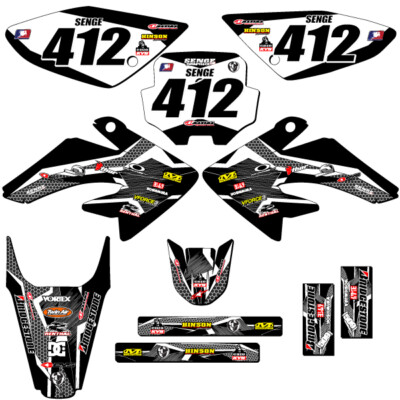 2004-2010 CRF 100 PODIUM Black Senge Graphics Kit Compatible with Honda ...