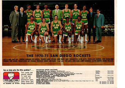 VINTAGE ORIGINAL 1970 1971 SAN DIEGO ROCKETS 8.5X11 TEAM PHOTO HAYES ...