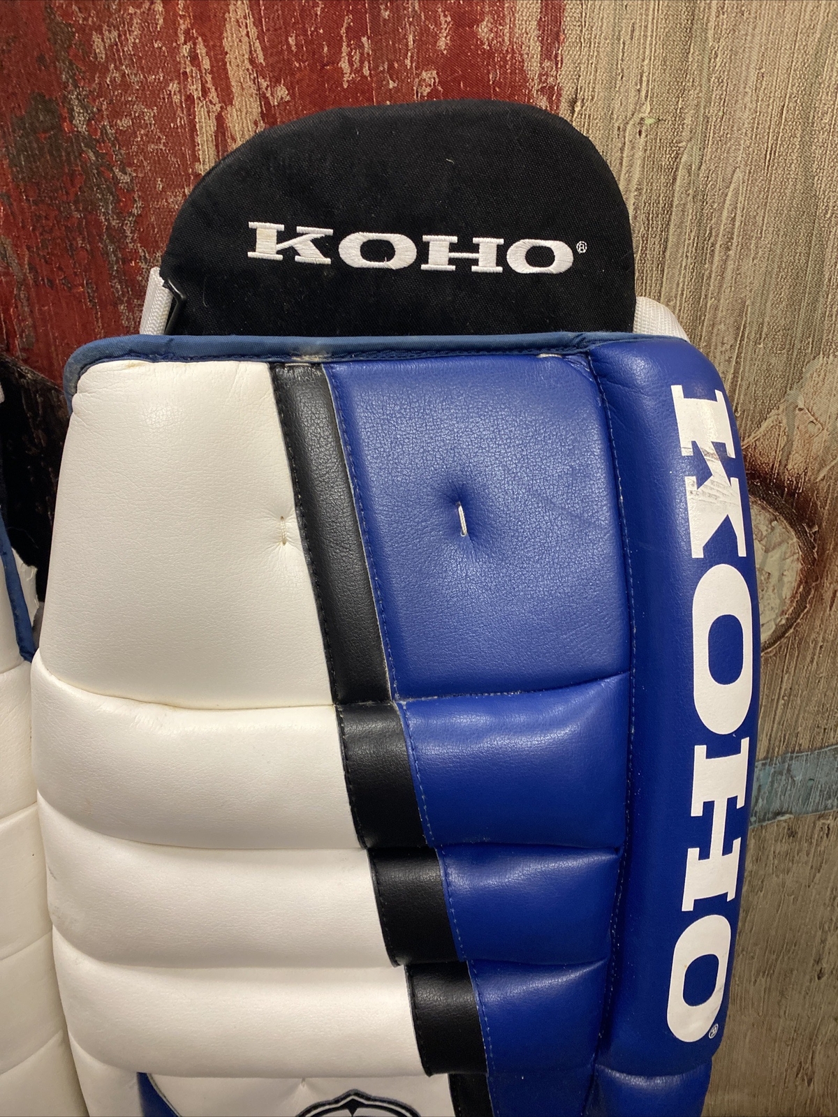 KOHO 490 Senior ice HOCKEY GOALIE LEG PADS 34" blue and white | eBay