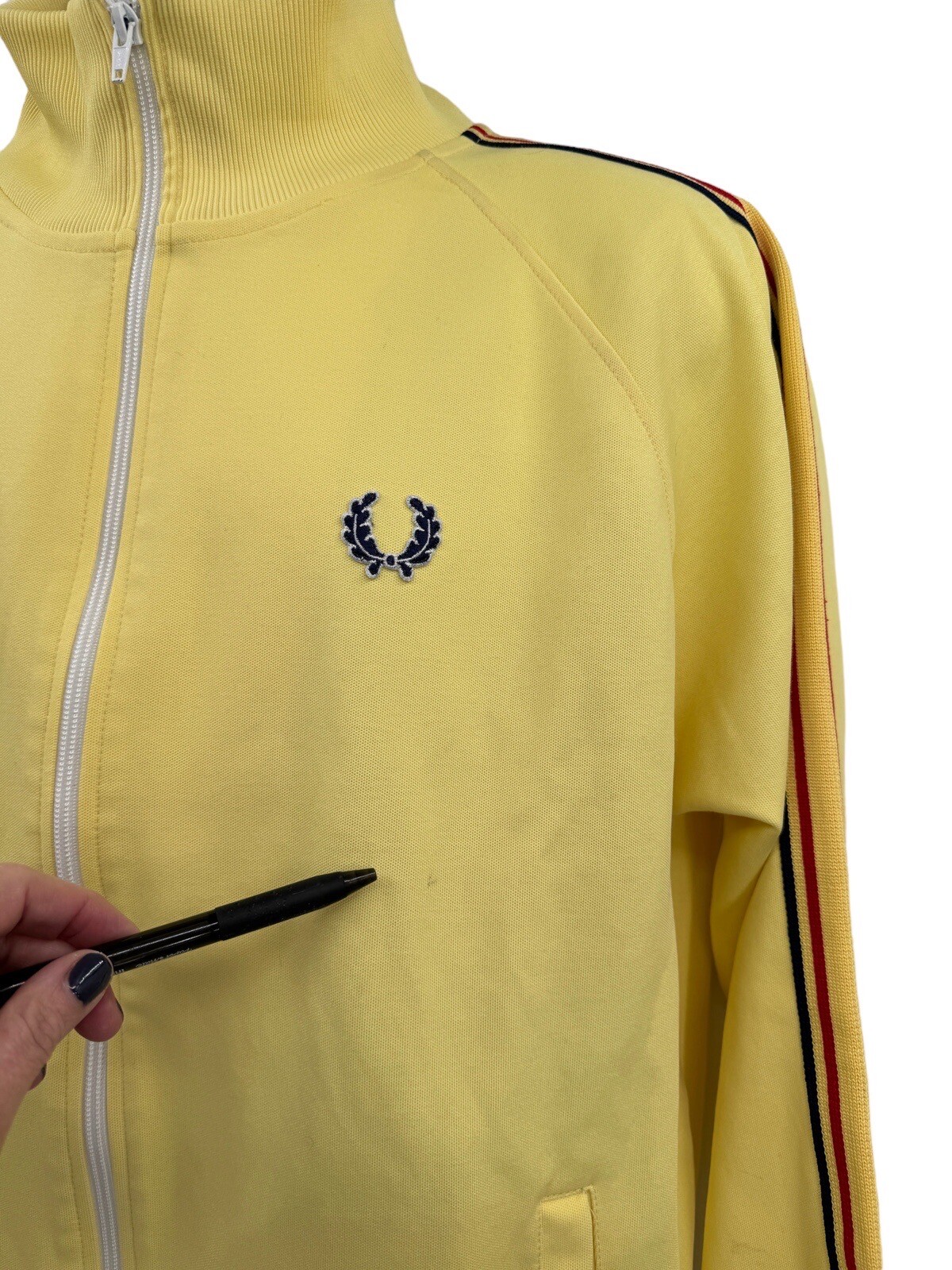Fred Perry Laurel Taped Track Jacket Yellow Mod Tracksuit Top Mens Size ...