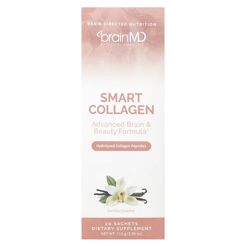 2 X BrainMD, Smart Collagen, Vanilla Essence, 20 Sachets, 5.6 g Each ...