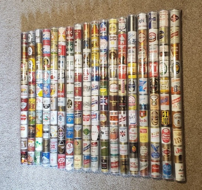 1970s Straight Steel (Empty) Beer Can Collection (180 Cans) In Acrylic ...